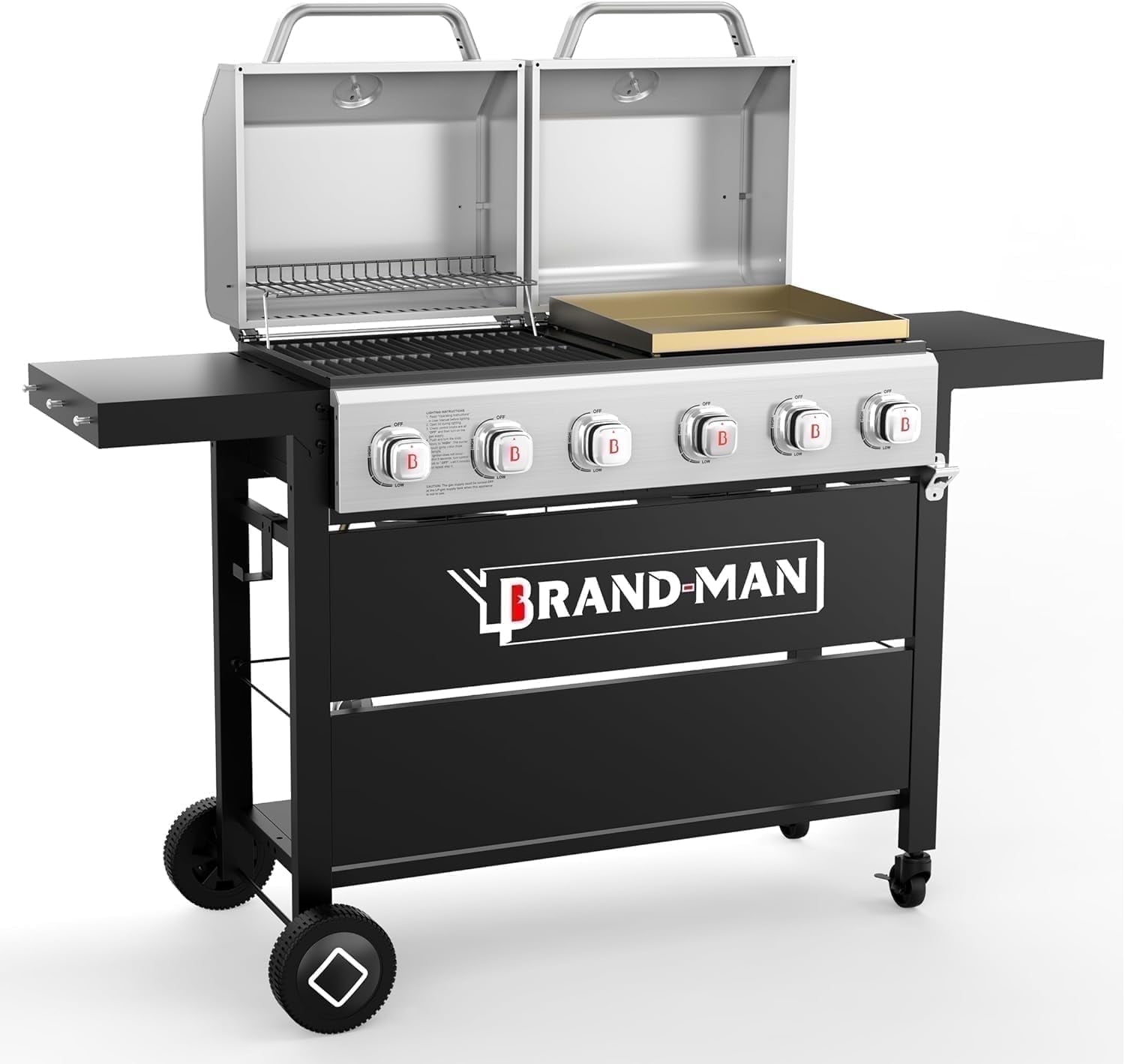 6-Burner Gas Grill and Griddle Combo with Lid 60,000 BTU for Outdoor ...