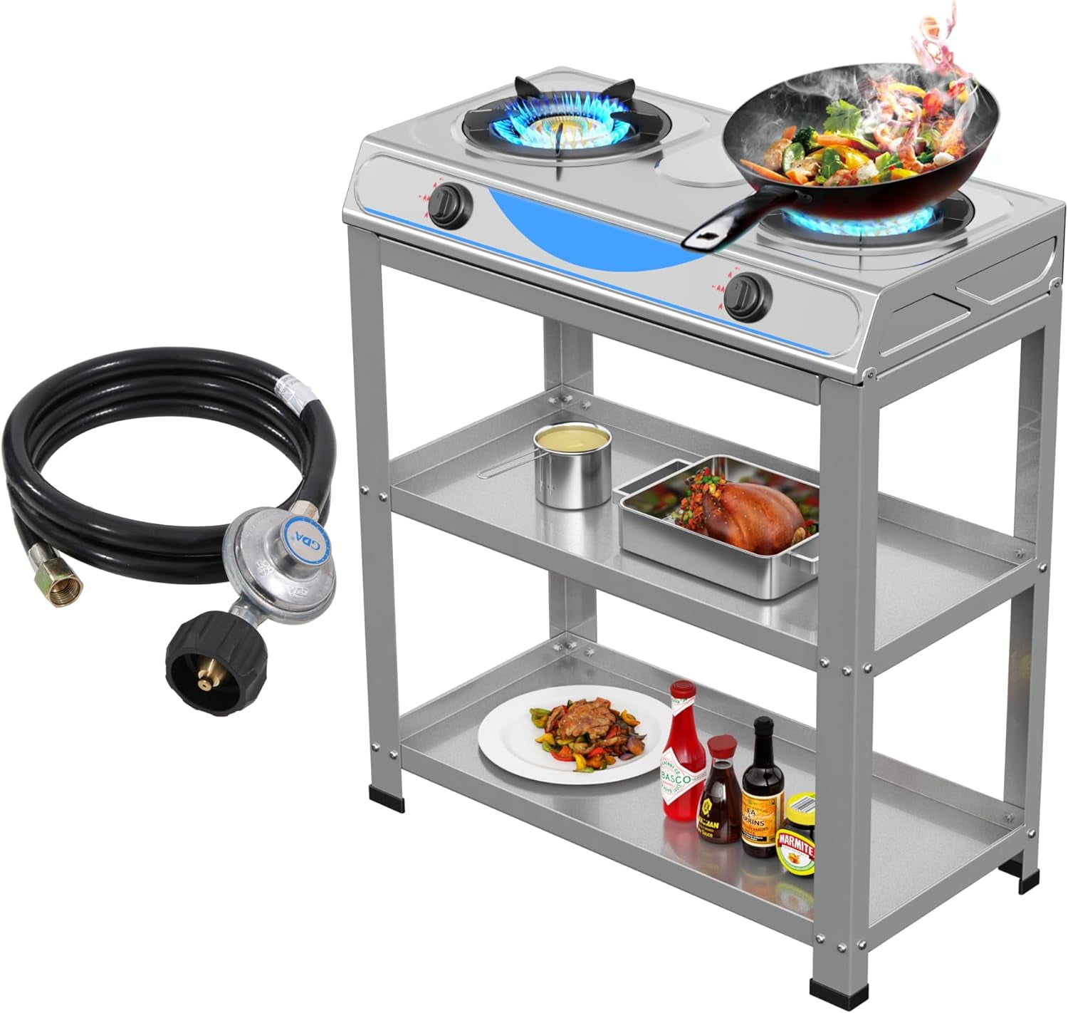 Propane Gas Stove,2 Burner Propane Burner, with Removable Leg,Auto ...