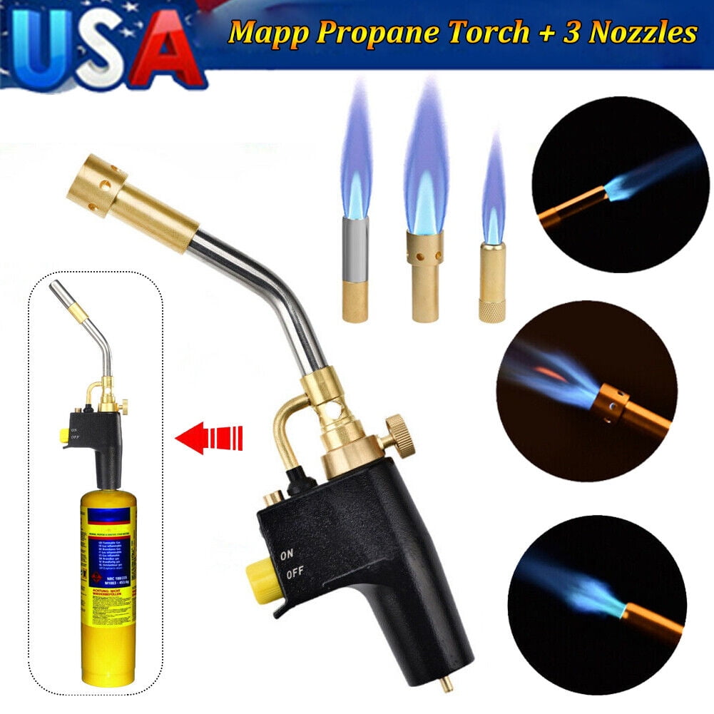 Propane Gas Torch Brass Head Trigger Start Welding Torch Kit with 3 ...