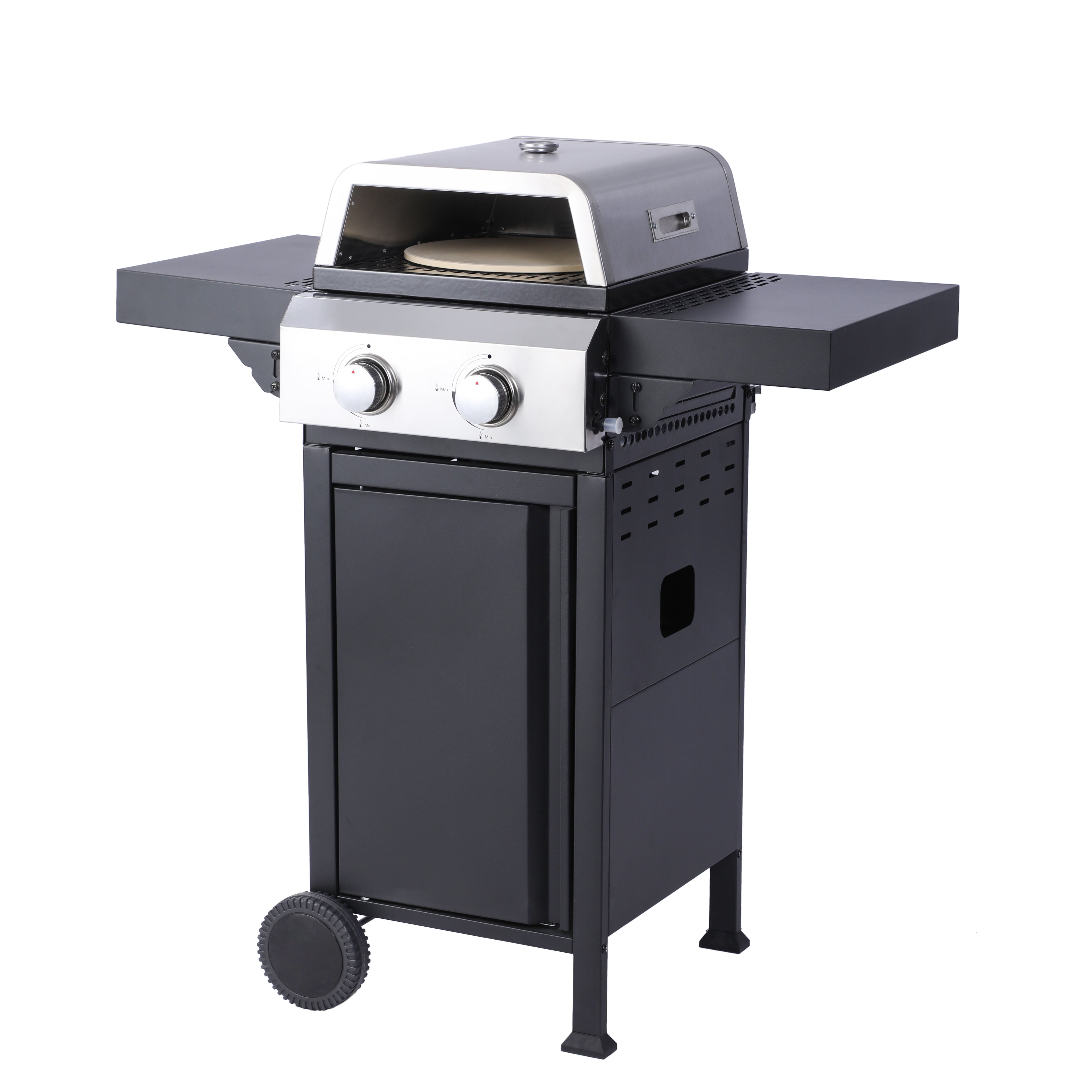 Propane Grill with 2-Burner And Pizza Box, Stainless Steel BBQ Grill ...
