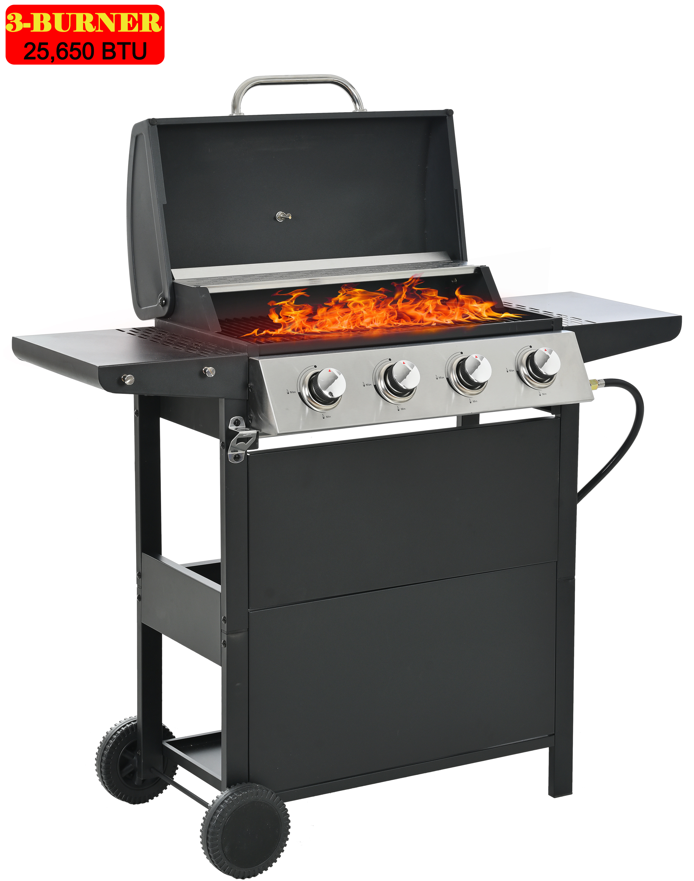 Propane Grill, Smokeless BBQ Grill w/4 Burners & Warming Area, Powerful ...