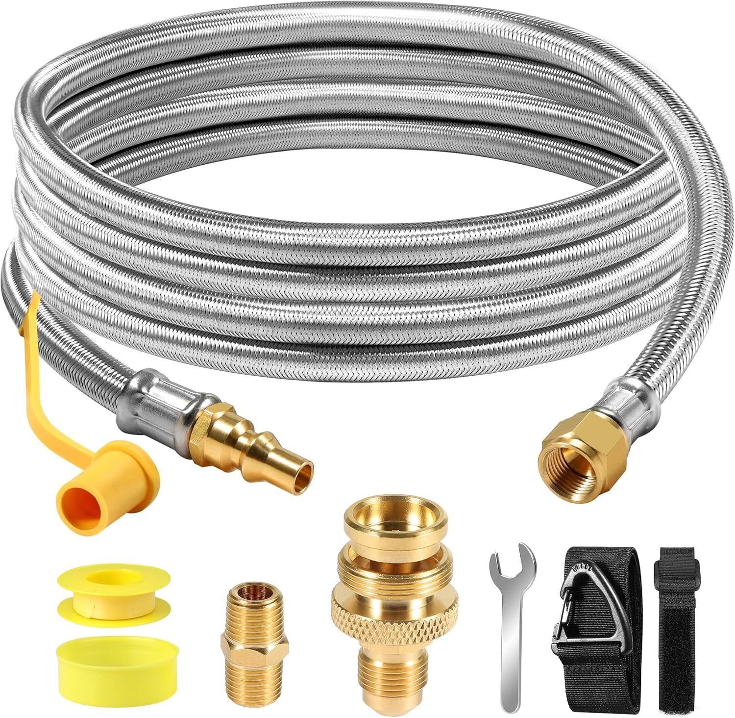 Propane Hose, 12FT Stainless Steel Quick Connect Hose for RV, 1/4 ...