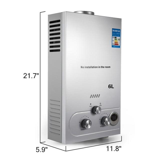 Propane LPG Tankless Hot Water Heater Gas 4.8GPM Stainless Steel On-Demand Gas Home Home ...