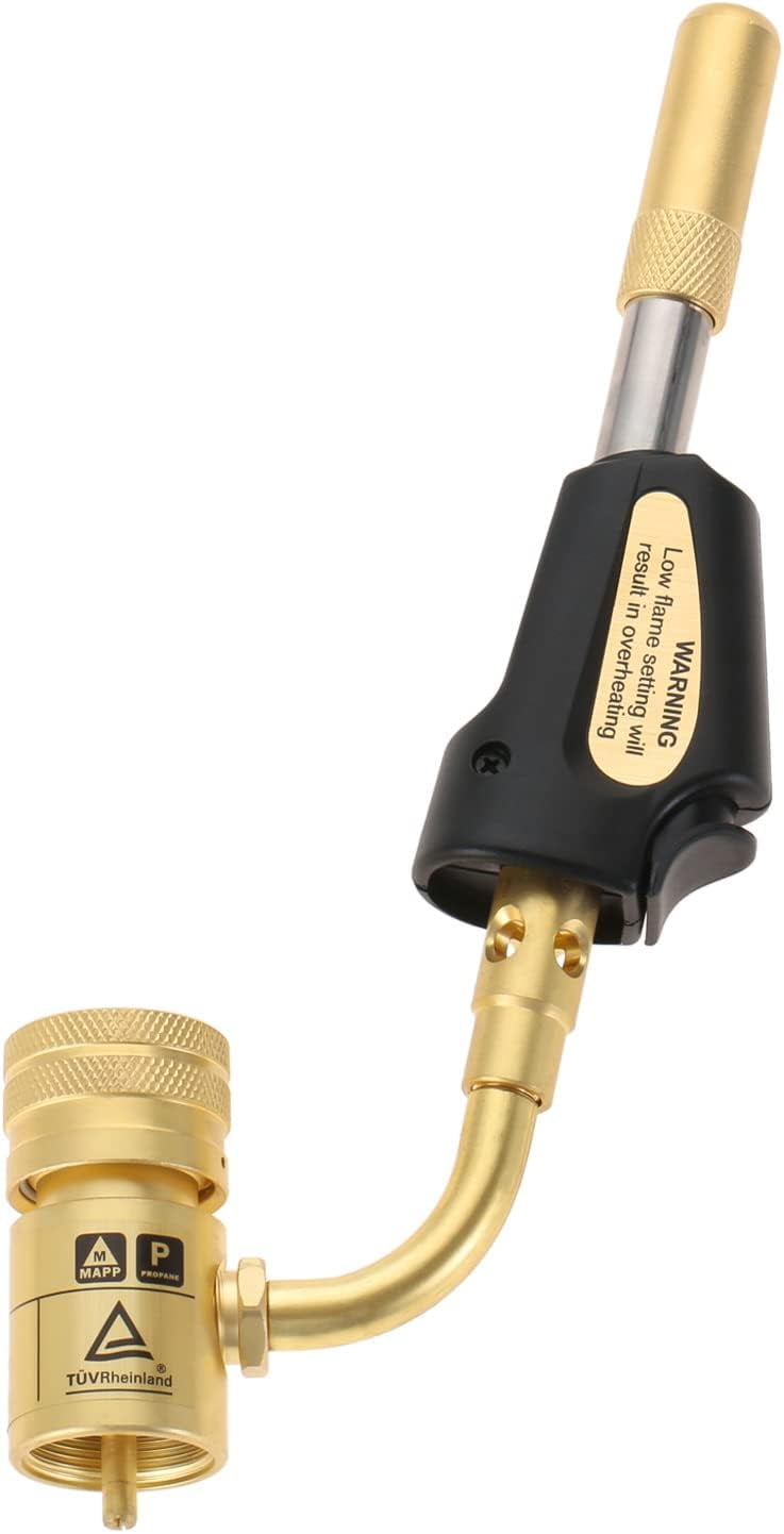 Propane MAPP Gas Turbo Torch Tips with Self Ignition Trigger Adjustable Regulator Torch ...