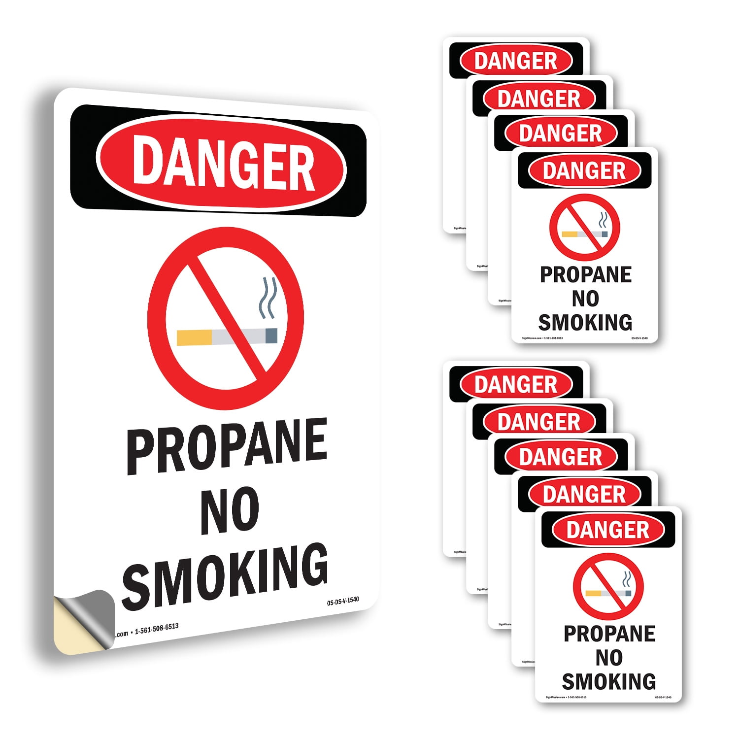 Propane No Smoking OSHA Danger Vinyl Decal Label 10 Inch x 7 Inch - 10 ...