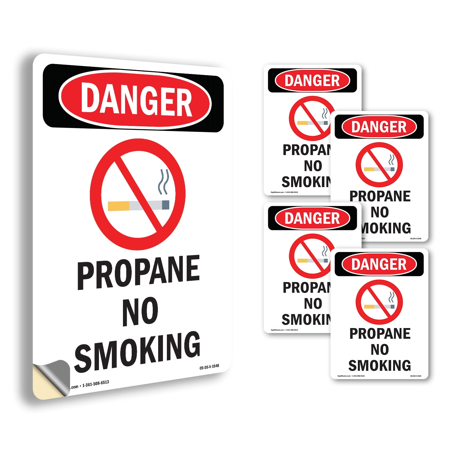 Propane No Smoking OSHA Danger Vinyl Decal Label 5 Inch x 3.5 Inch - 5 ...