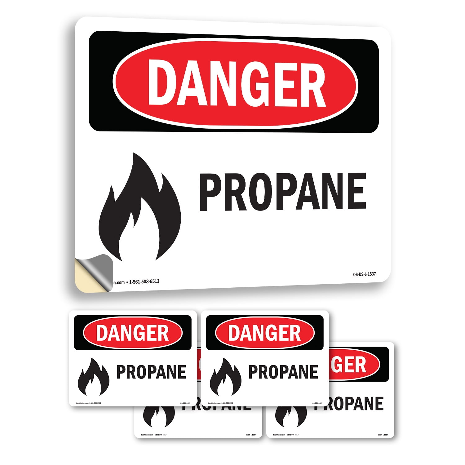 Propane OSHA Danger Vinyl Decal Label 10 Inch x 7 Inch - 5 Pack ...