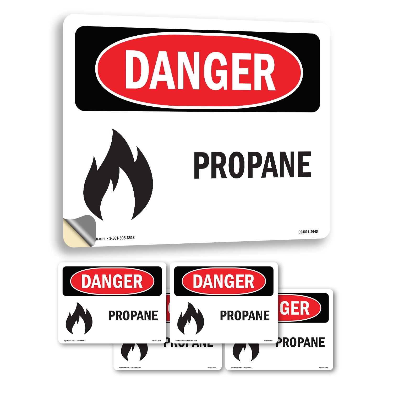 Propane OSHA Danger Vinyl Decal Label 18 Inch x 12 Inch - 5 Pack ...