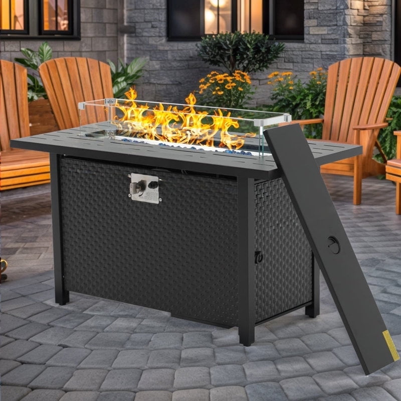 45 inch Propane Fire Pit Table,50000 BTU Gas Fire Pits Table with Lid ...