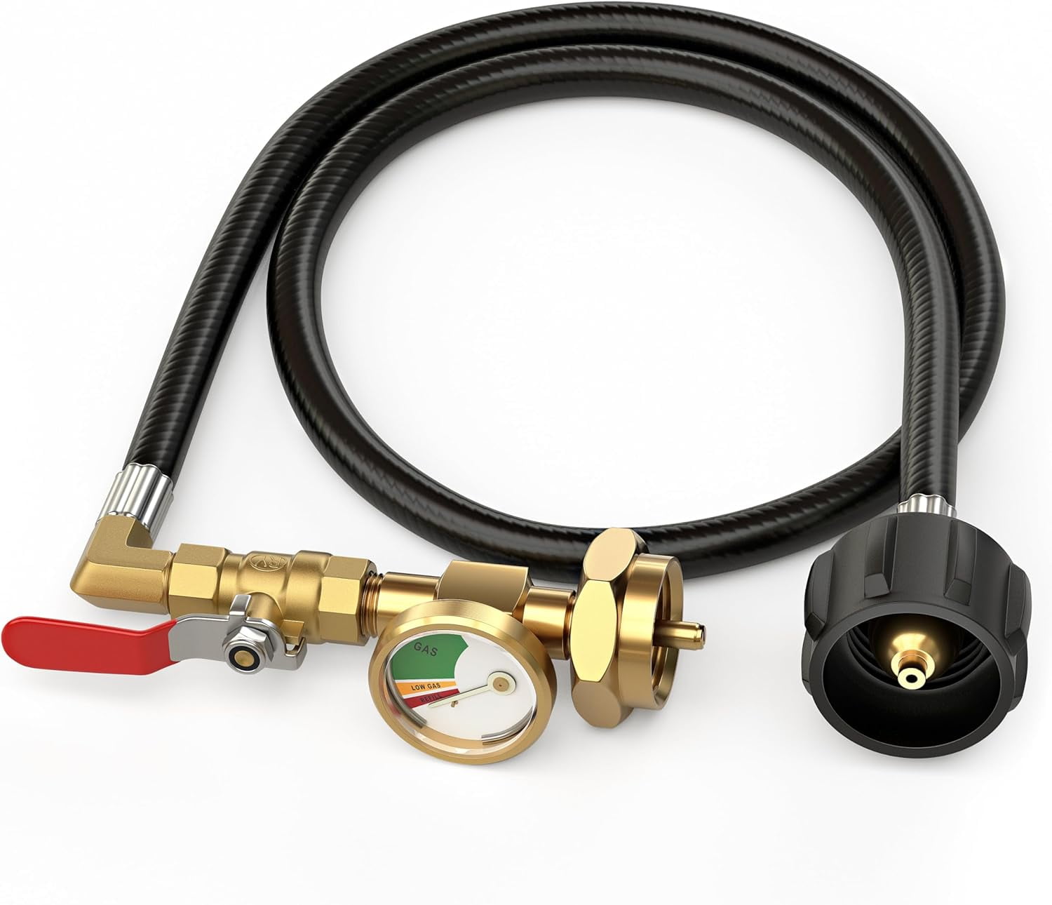 Propane Refill Adapter for 1 lb. Tanks, 3FT Hose with Pressure Gauge ...
