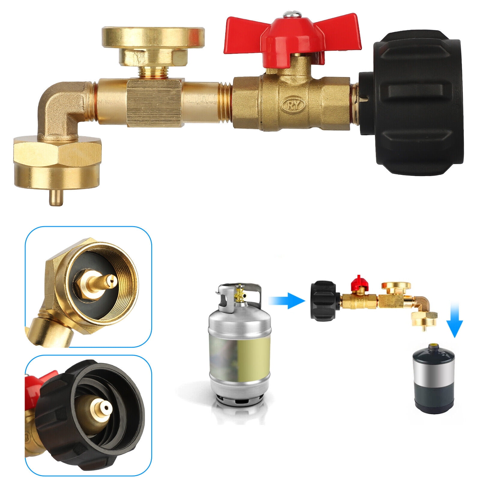 Propane Refill Adapter with Valve and Gauge, Fill 1 Pound Bottles from ...