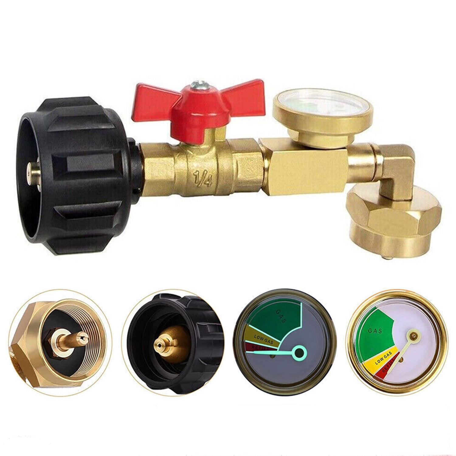 Propane Refill Adapter with Valve and Gauge, Fill 1 lb Bottles from 5 ...