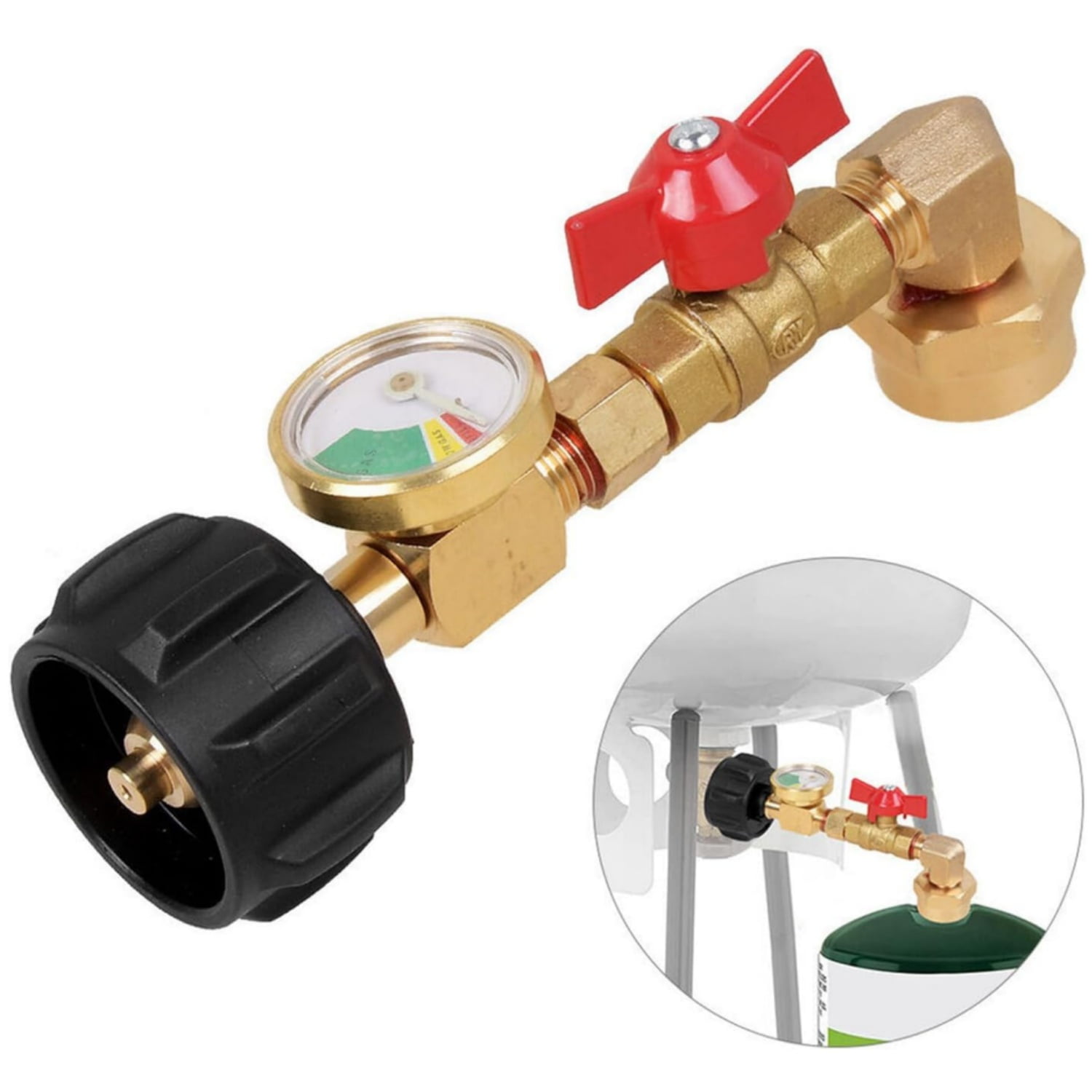 Propane Refill Adapter with Valve and Gauge,for Filling 1lb Bottles ...