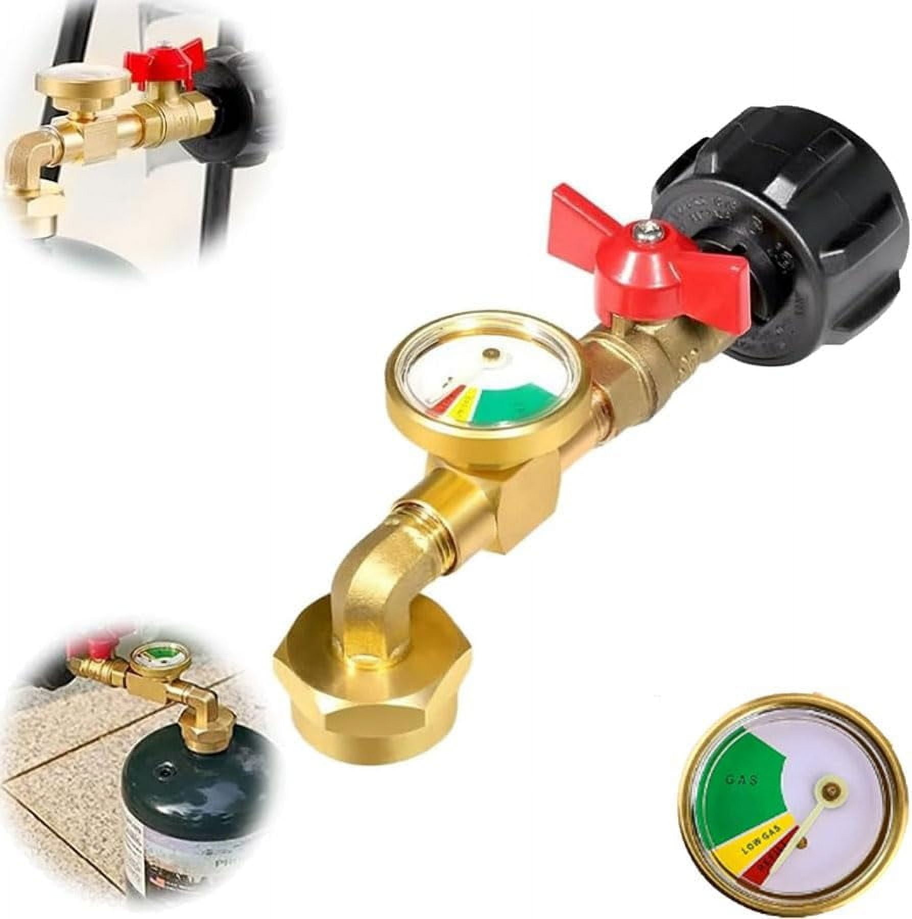 Propane Refill Elbow Adapter with Tank Gauge, 2024 Propane Refill Adapter for 1 LB Tanks, 90 ...