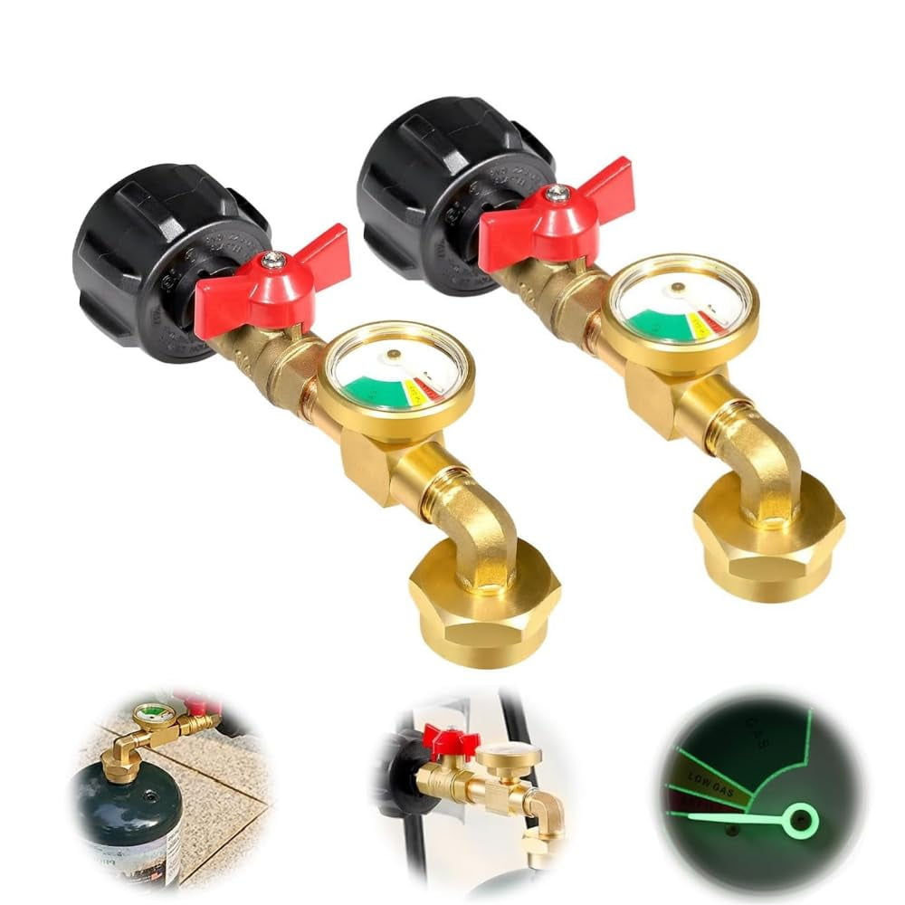 Propane Refill Elbow Adapter with Tank Gauge, 2024 Upgrade Propane Tank Adapter for 1 lb Tank ...