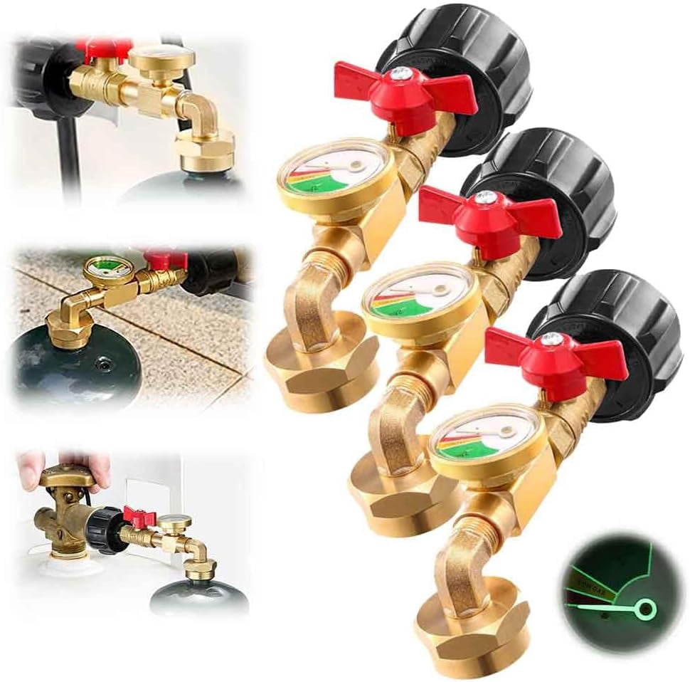 Propane Refill Elbow Adapter with Tank Gauge, 2025 Propane Tank Adapter ...