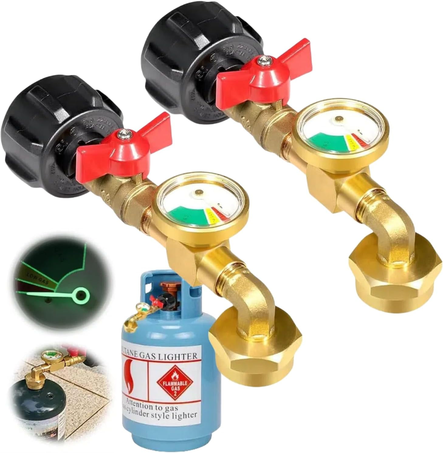 Propane Refill Elbow Adapter with Tank Gauge, 2025 Upgraded Propane Refill Adapter for 1 lb ...