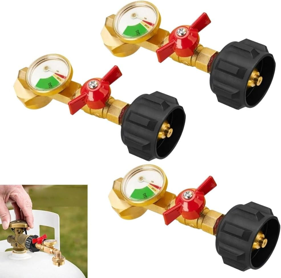 Propane Refill Elbow Adapter with Tank Gauge, 90 Degree Propane Refill ...