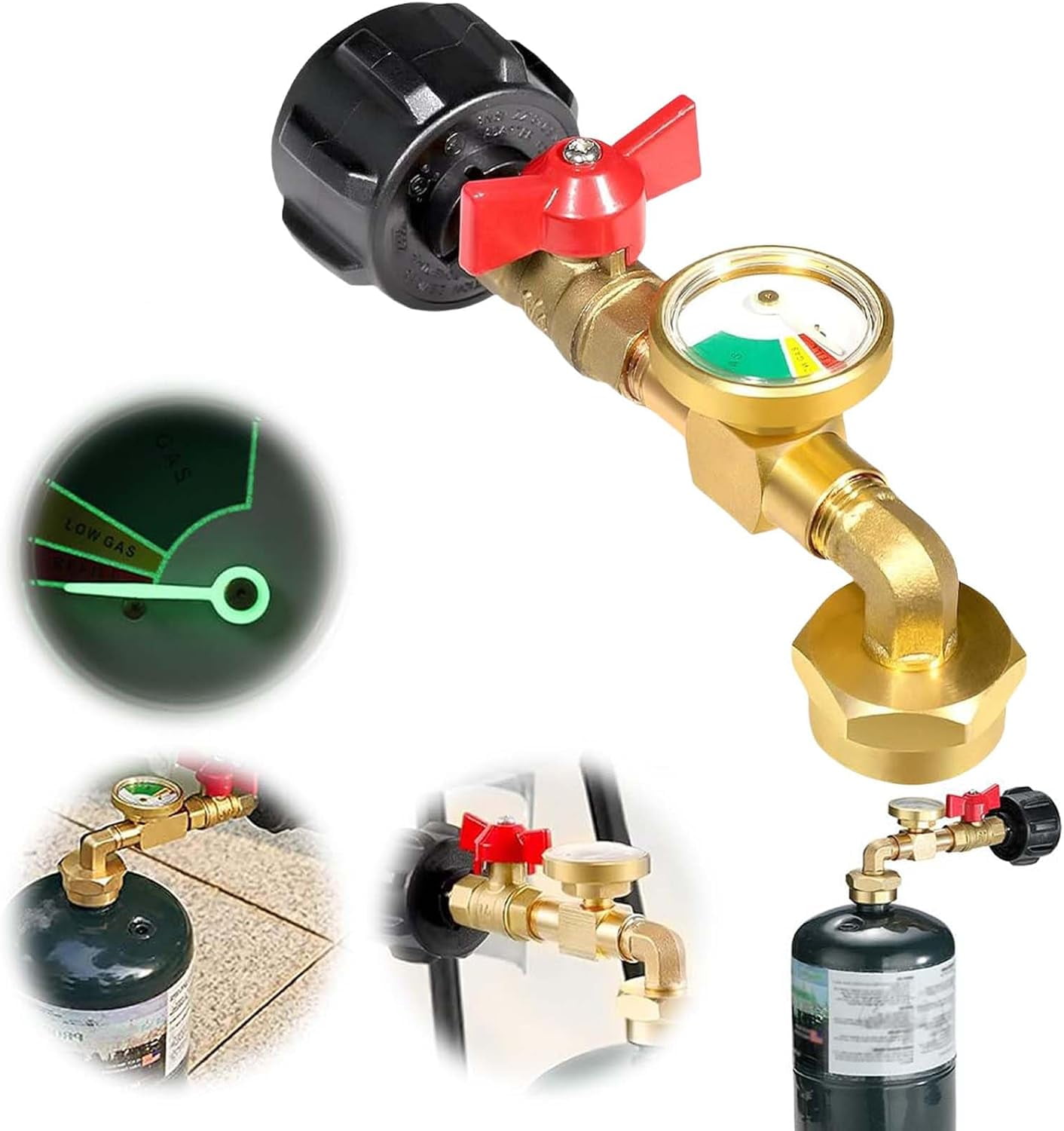 Propane Refill Elbow Adapter with Tank Gauge, Propane Refill Adapter ...