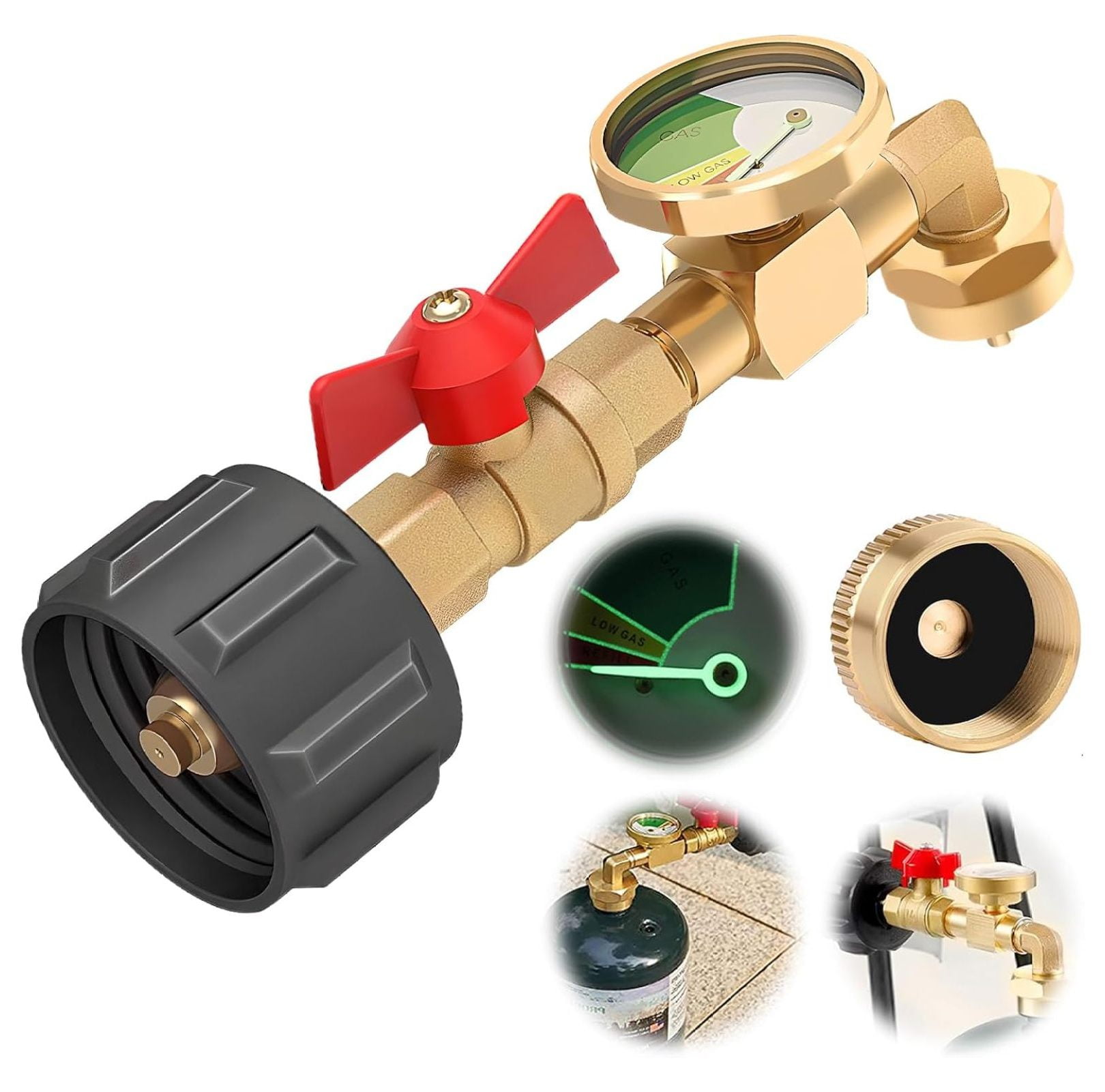 Propane Refill Elbow Adapter with Gauge, 2024 New Propane Adapter for 1 ...