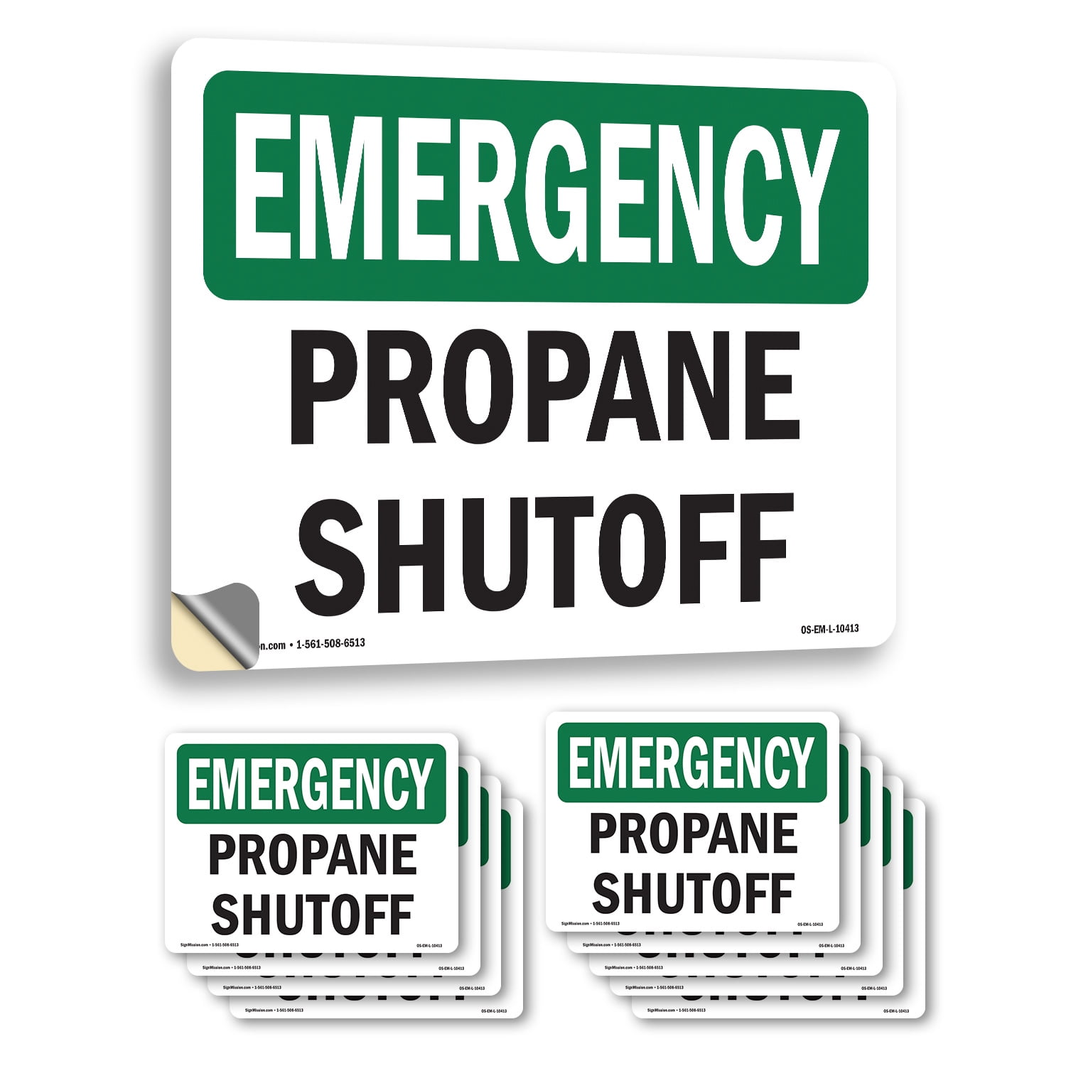 Propane Shutoff OSHA Emergency Vinyl Decal Label 5 Inch x 3.5 Inch - 10 ...
