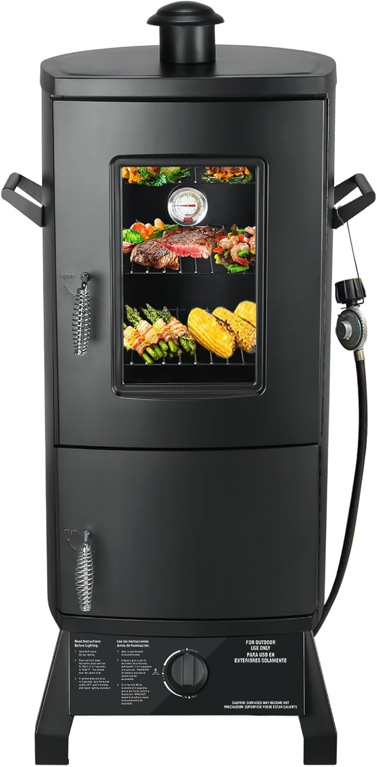 Propane Smoker, Vertical Smoker with Three Removable Shelves,Outdoor ...