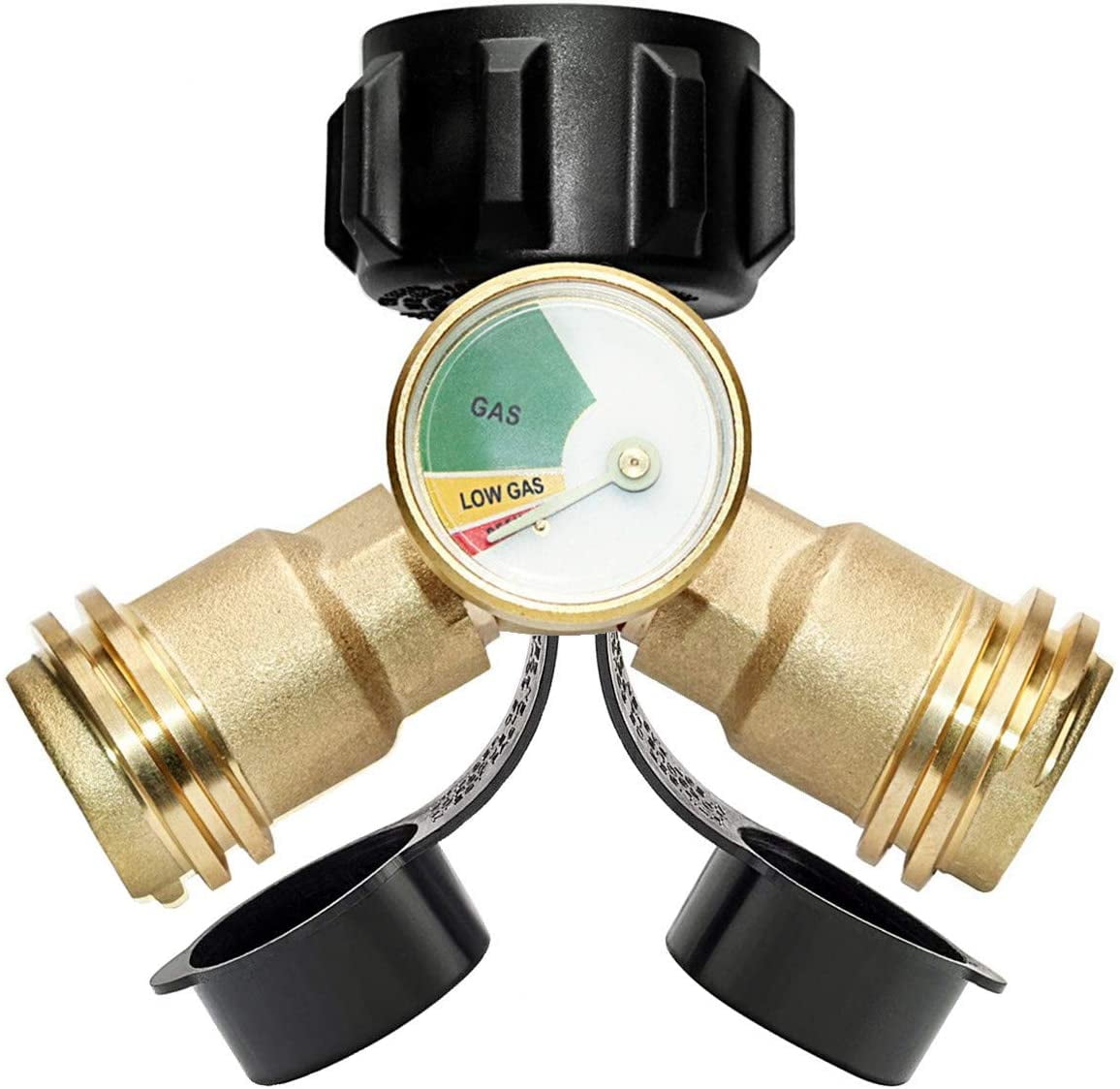 Propane Splitter, Propane Tank Y Splitter Adapter with Gauge, 2 Way LP ...