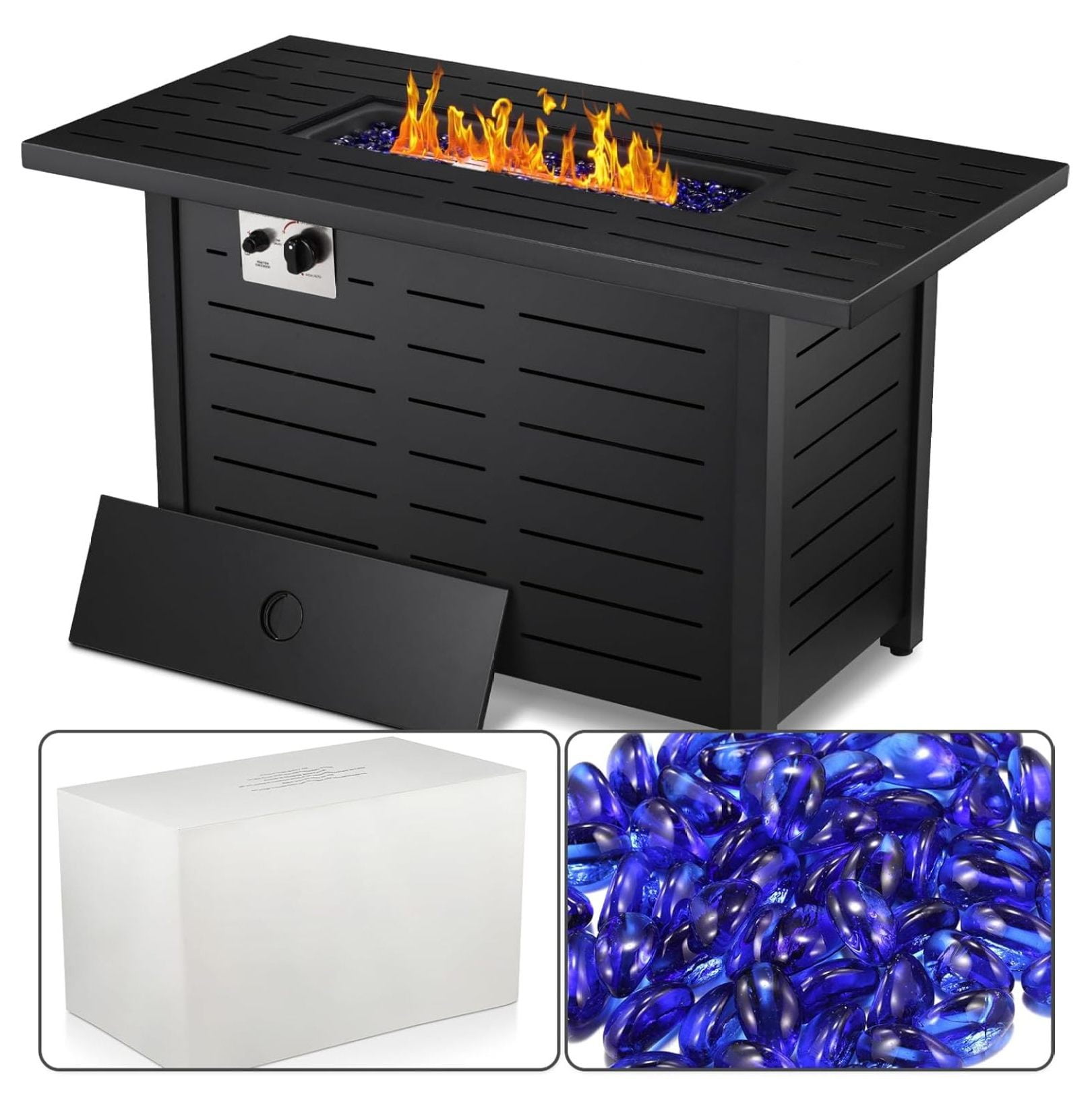 Propane Table, 42" Outdoors Gas Table, 50,000 BTU Auto-Ignition Fire ...