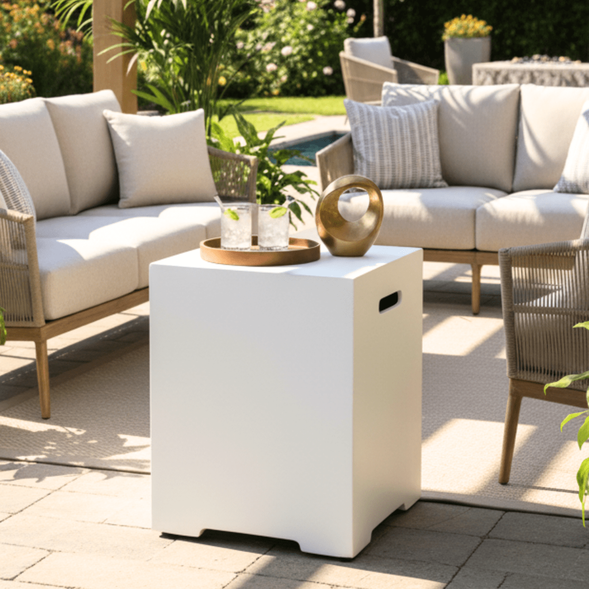 Outdoor Propane Tank Table for Gas Fire Pits,White - Walmart.com