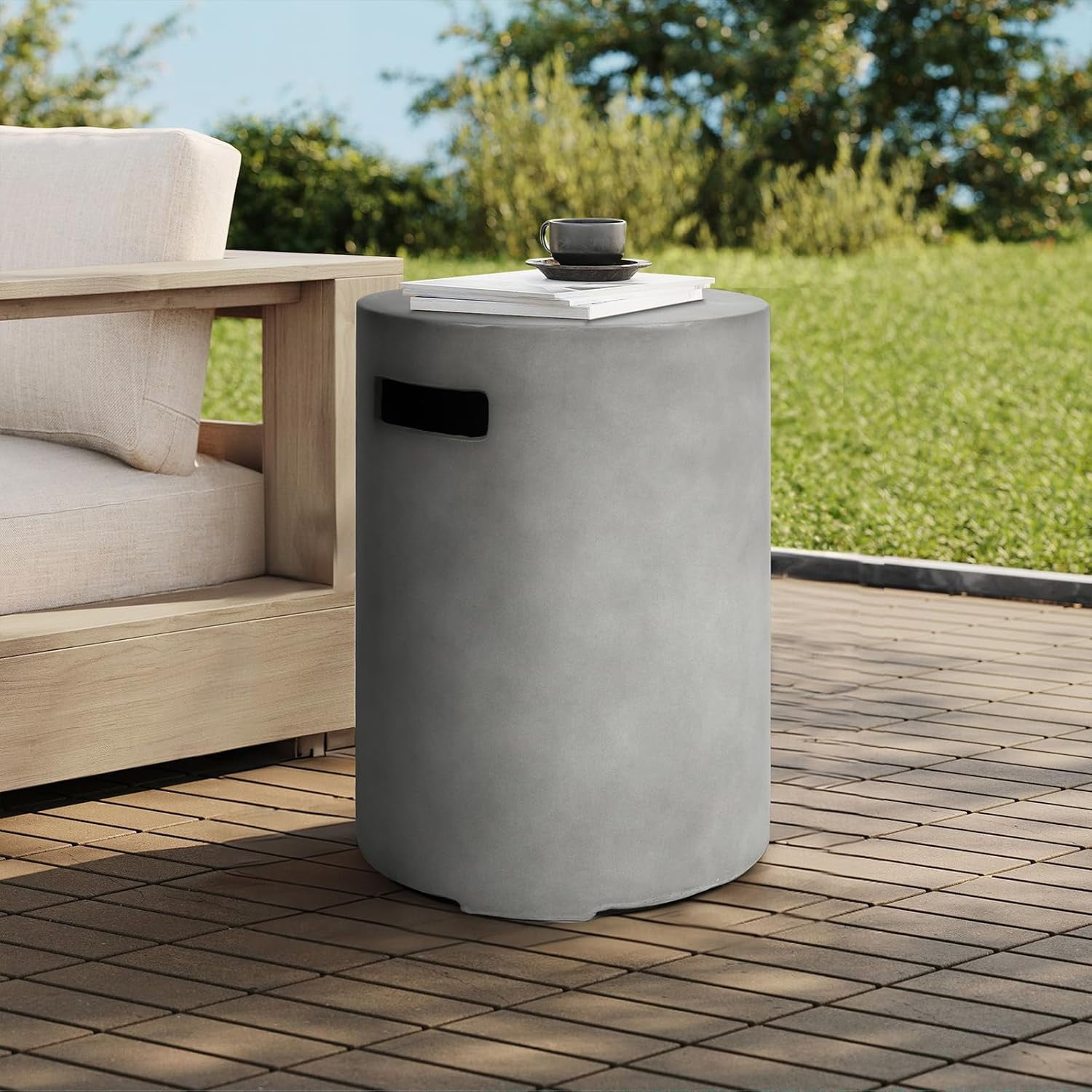 Propane Tank Cover Table 16"x16"x20"H Round Propane Tank Storage ...