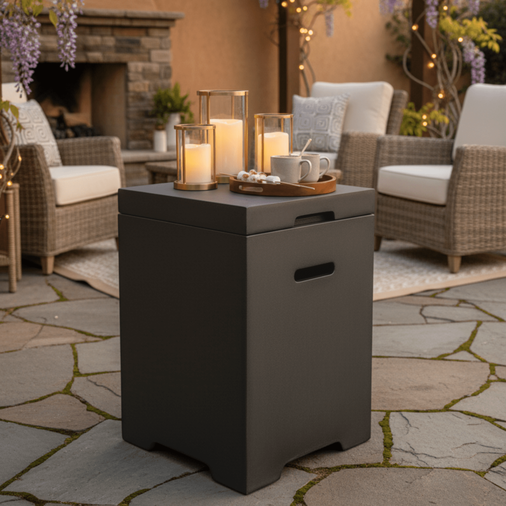Propane Tank Cover Table Outdoor, Hidedoor Storage Cabinet for 20 lb ...