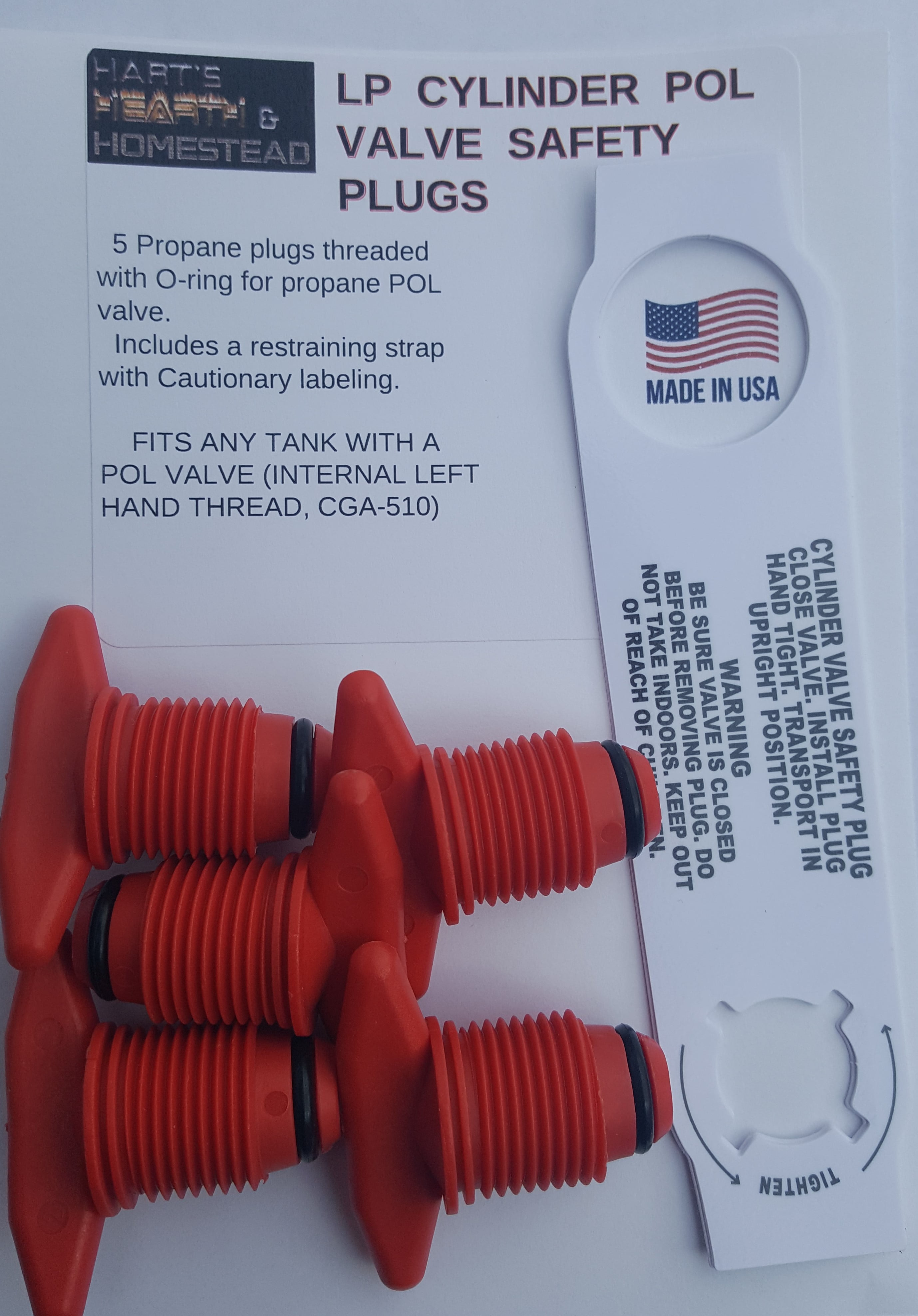 Propane Tank/Cylinder POL Valve Safety Plugs, Plastic with O-ring ; 5 ...