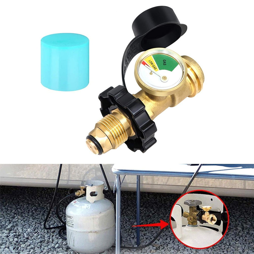 Propane Tank Gauge Adapter RV Pressure Brass Gas Level Meter Grill BBQ ...
