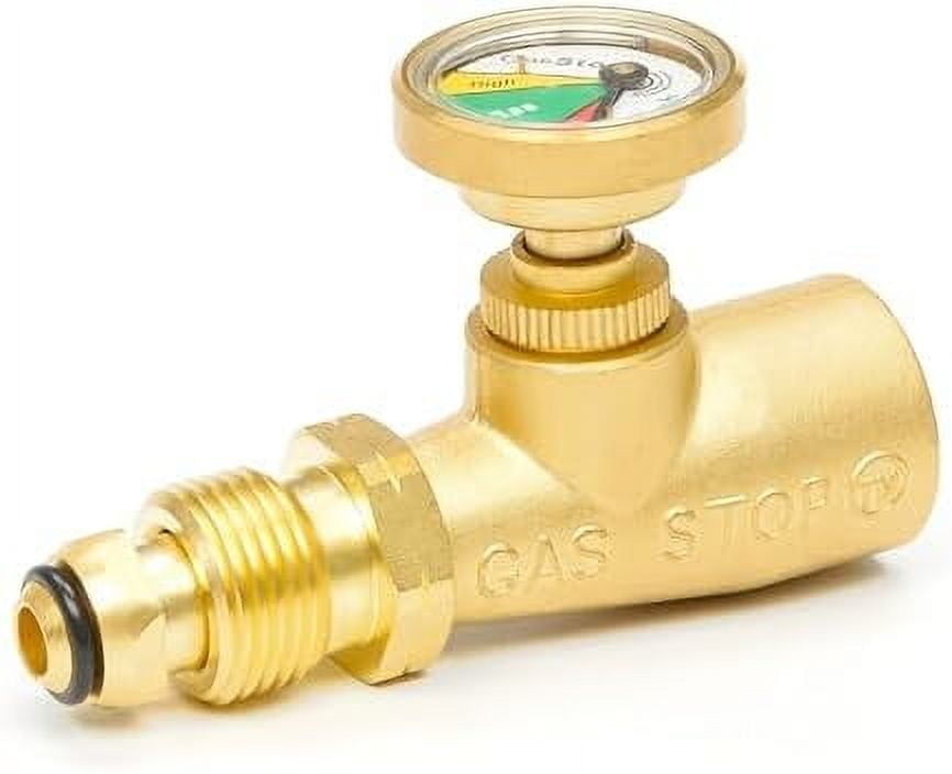 Propane Tank Gauge with Emergency Shut-Off - Color Coded Pressure Meter ...