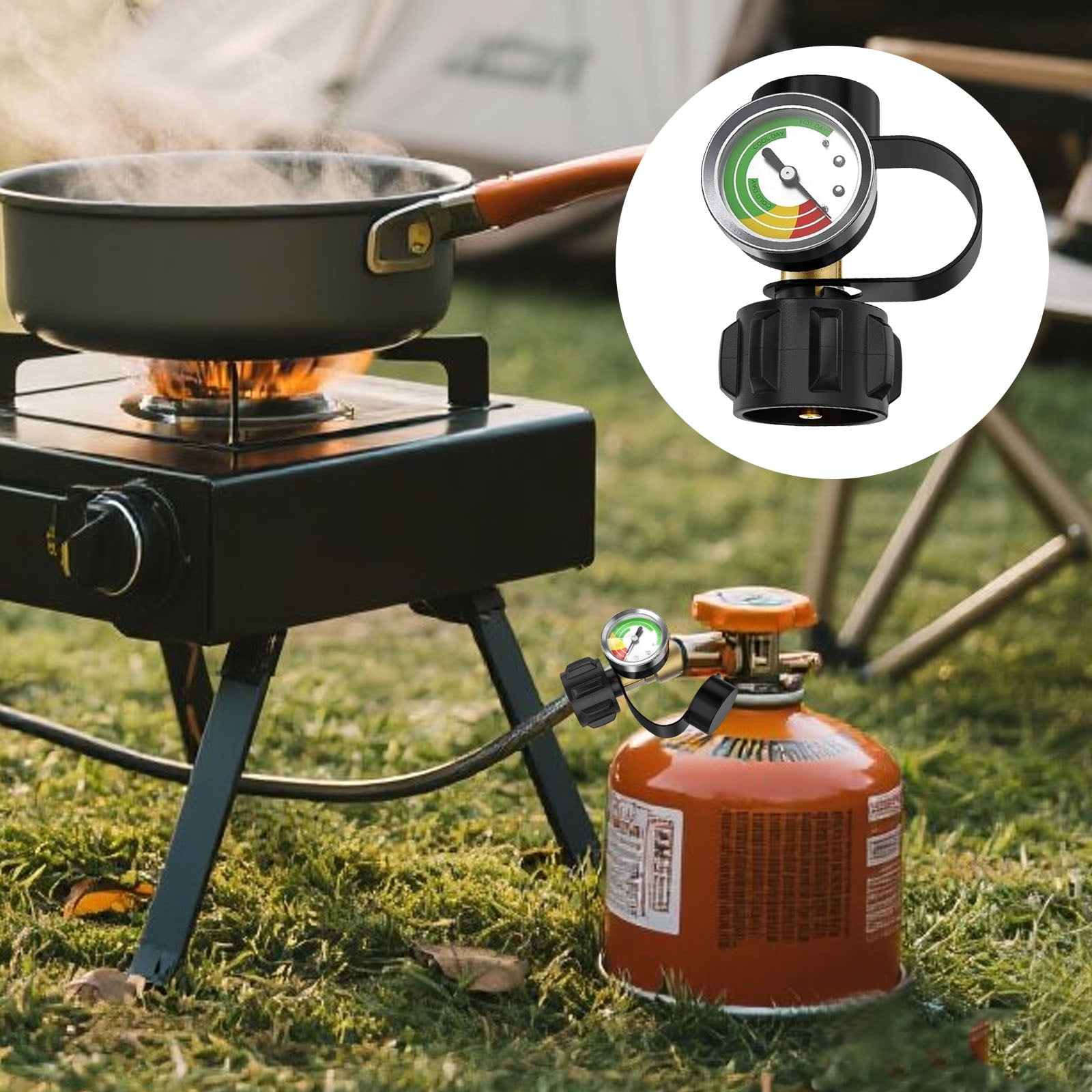 Propane Tank Gauge Level Indicator, Universal Gas Pressure Meter and Leak Detector, POL to QCC1 ...