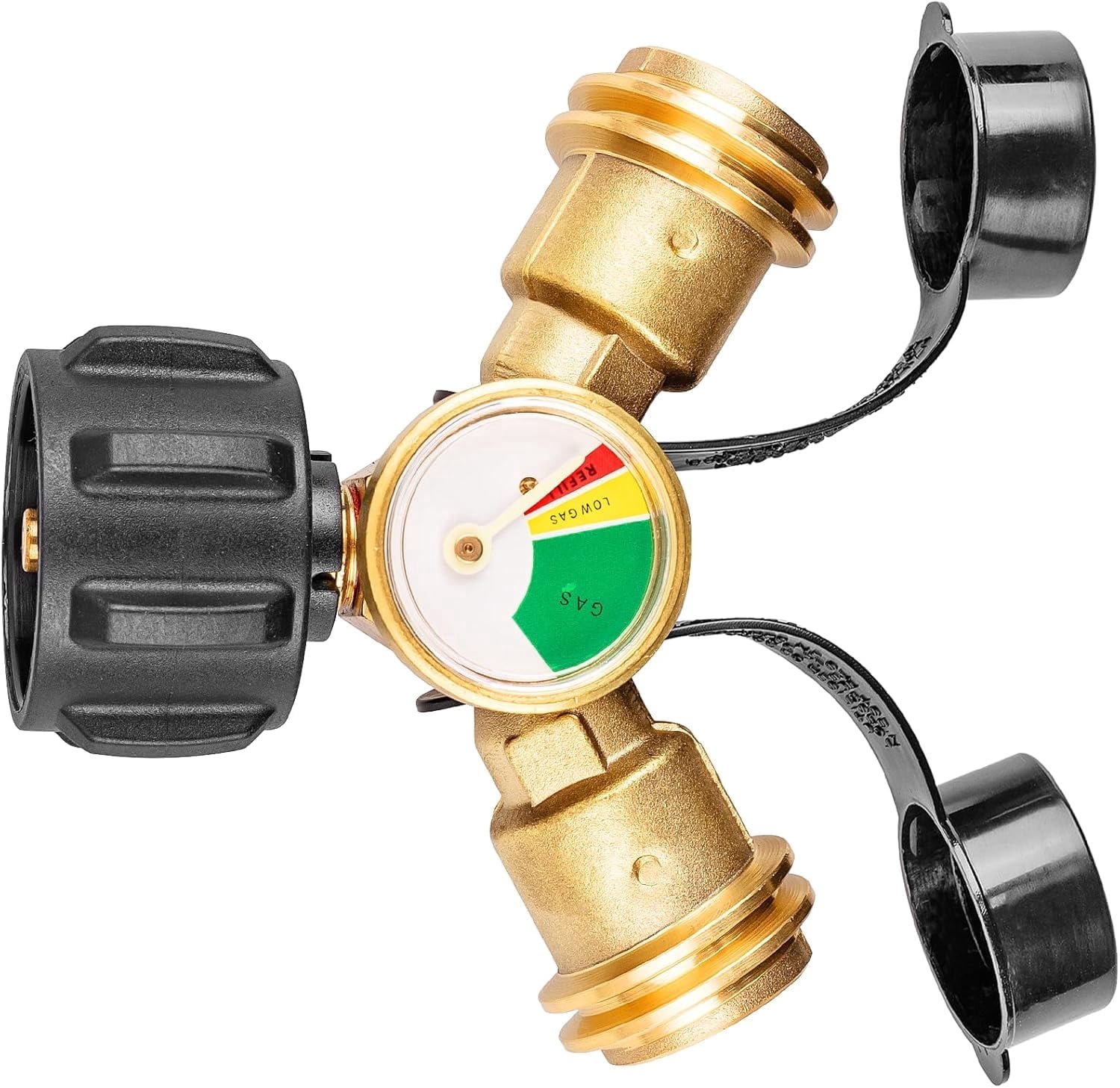 Propane Tank Splitter with Gauge, 2 Way Propane Y Splitter Adapter with ...