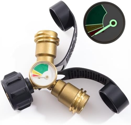 Propane Tank Splitter with Gauge 2 Way, Propane Y Splitter Adapter with ...