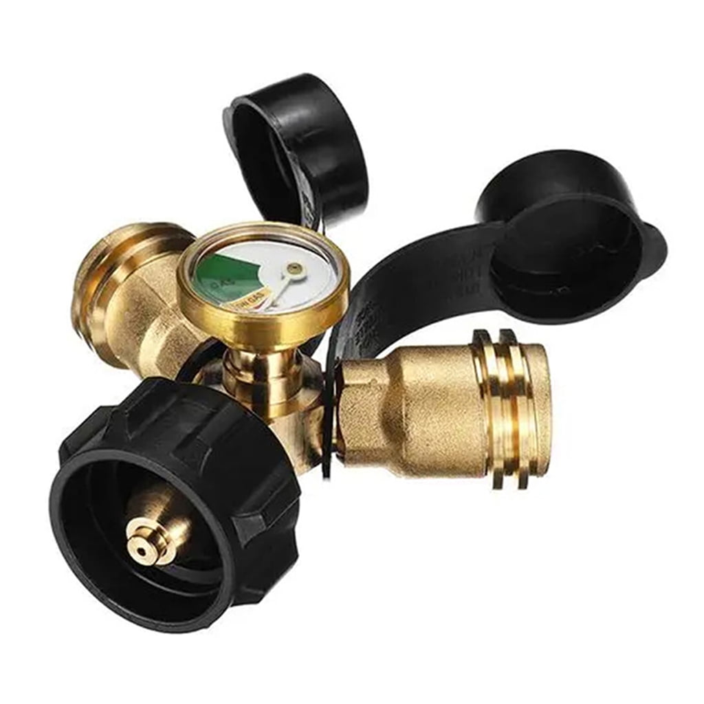 Propane Tanks Hose Splitter Adapter With Gauge, Double Valves Y ...