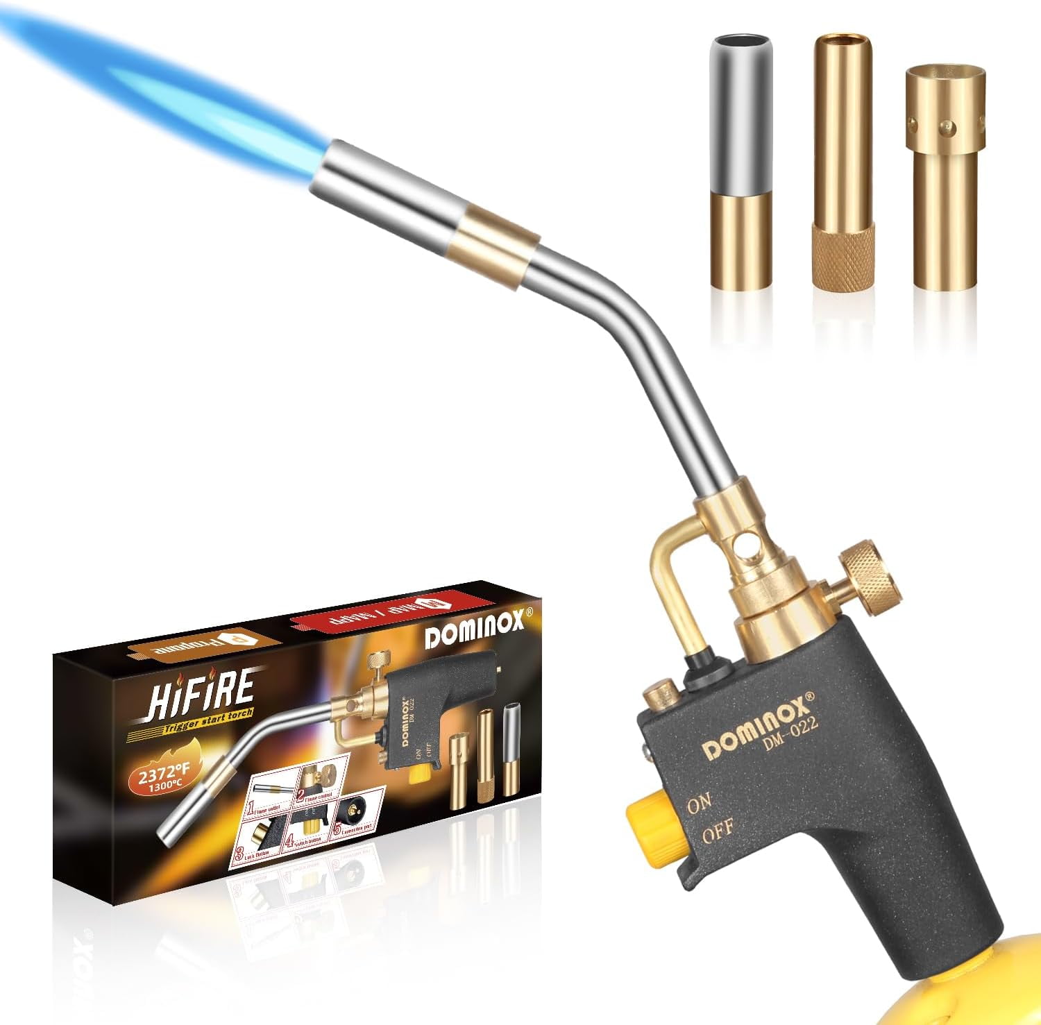 Propane Torch Head with 3 Nozzles, Trigger Start Gas Torch for for ...