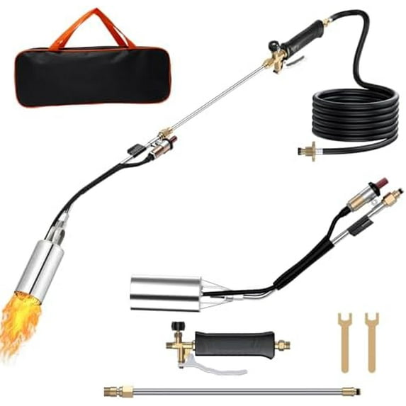 Propane Torch Weed Burner Kit, 1,800,000 BTU Flame Thrower with 10FT ...
