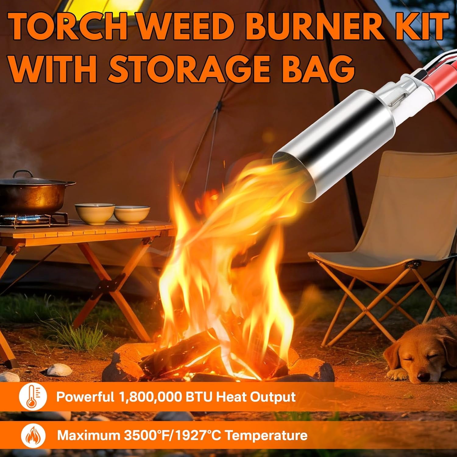 Propane Torch Weed Burner Kit with Storage Bag High Output 1,800,000 ...