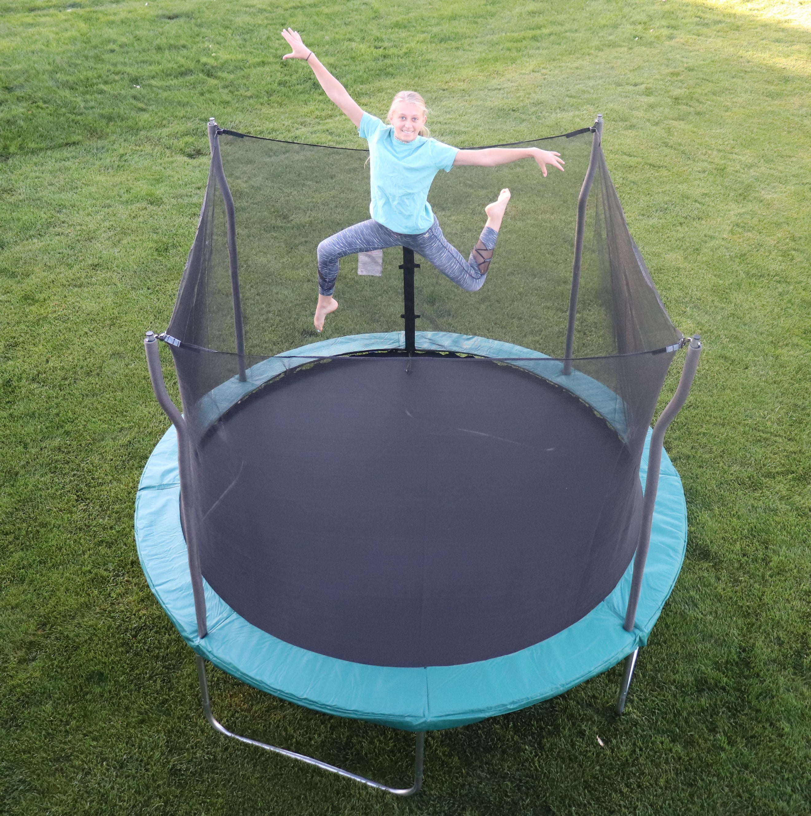 Propel 10ft Adult Trampoline with Safety Enclosure, Green Pad - Walmart.com