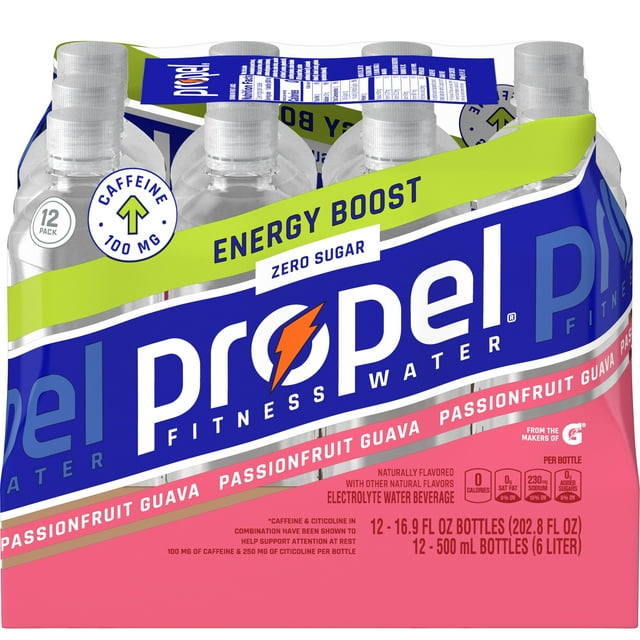 Propel Energy Boost Electrolyte Water Beverage Passionfruit Guava, 16.9 ...