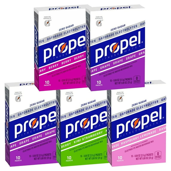 Propel Powder Packets 4 Flavor Variety Pack with Electrolytes and ...