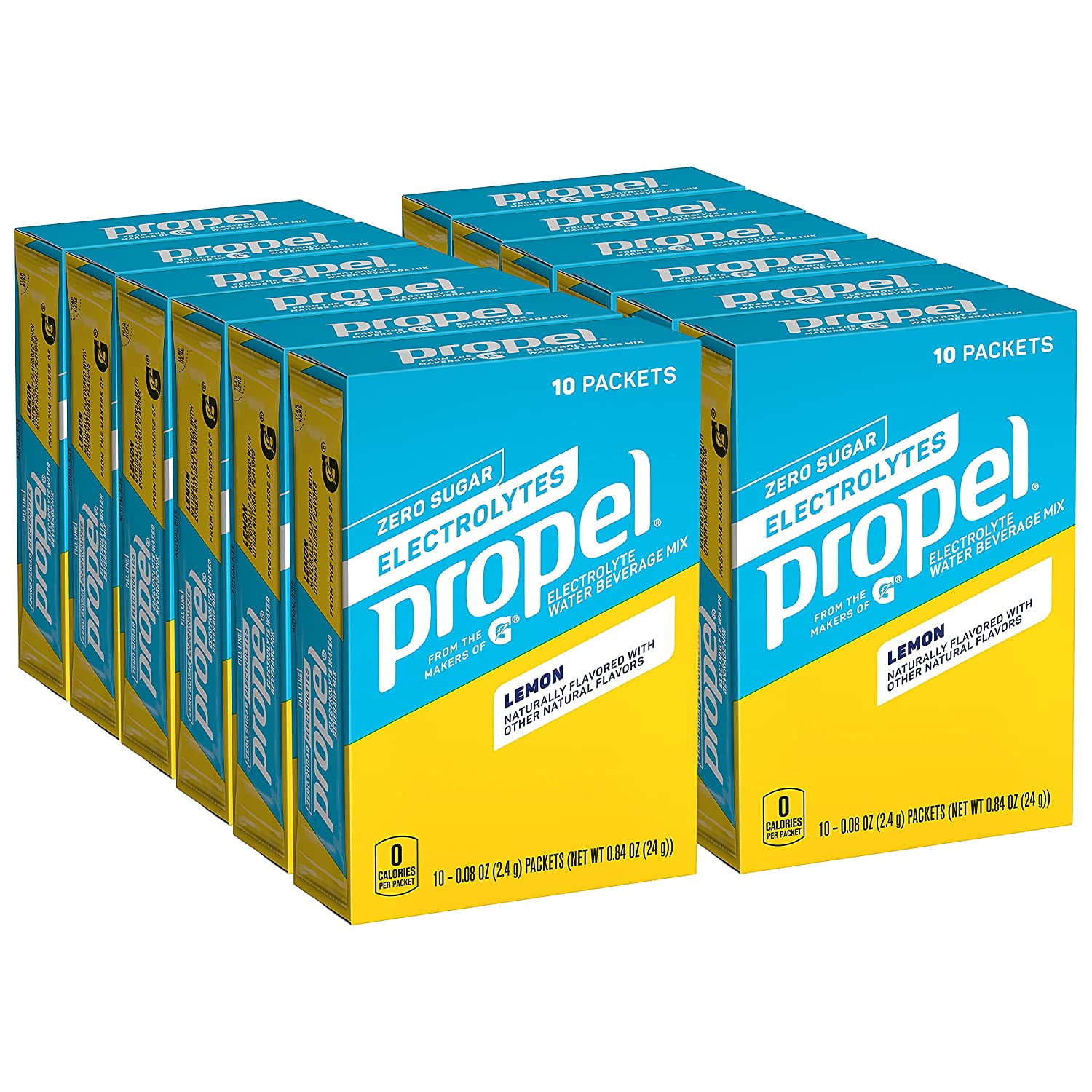 Propel Lemon Flavor Zero Calorie Hydration Powder Packets, Electrolytes ...