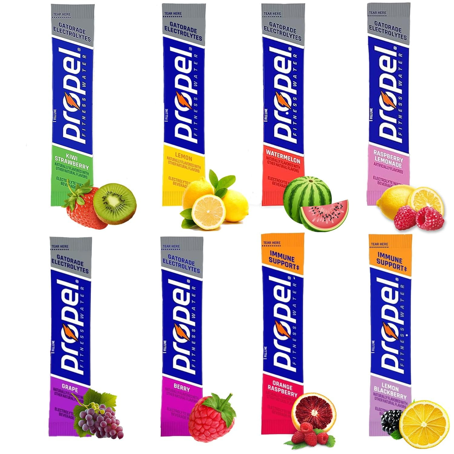 Propel Powder Packets, Total 40 Sticks 8 Different Flavors Sampler ...