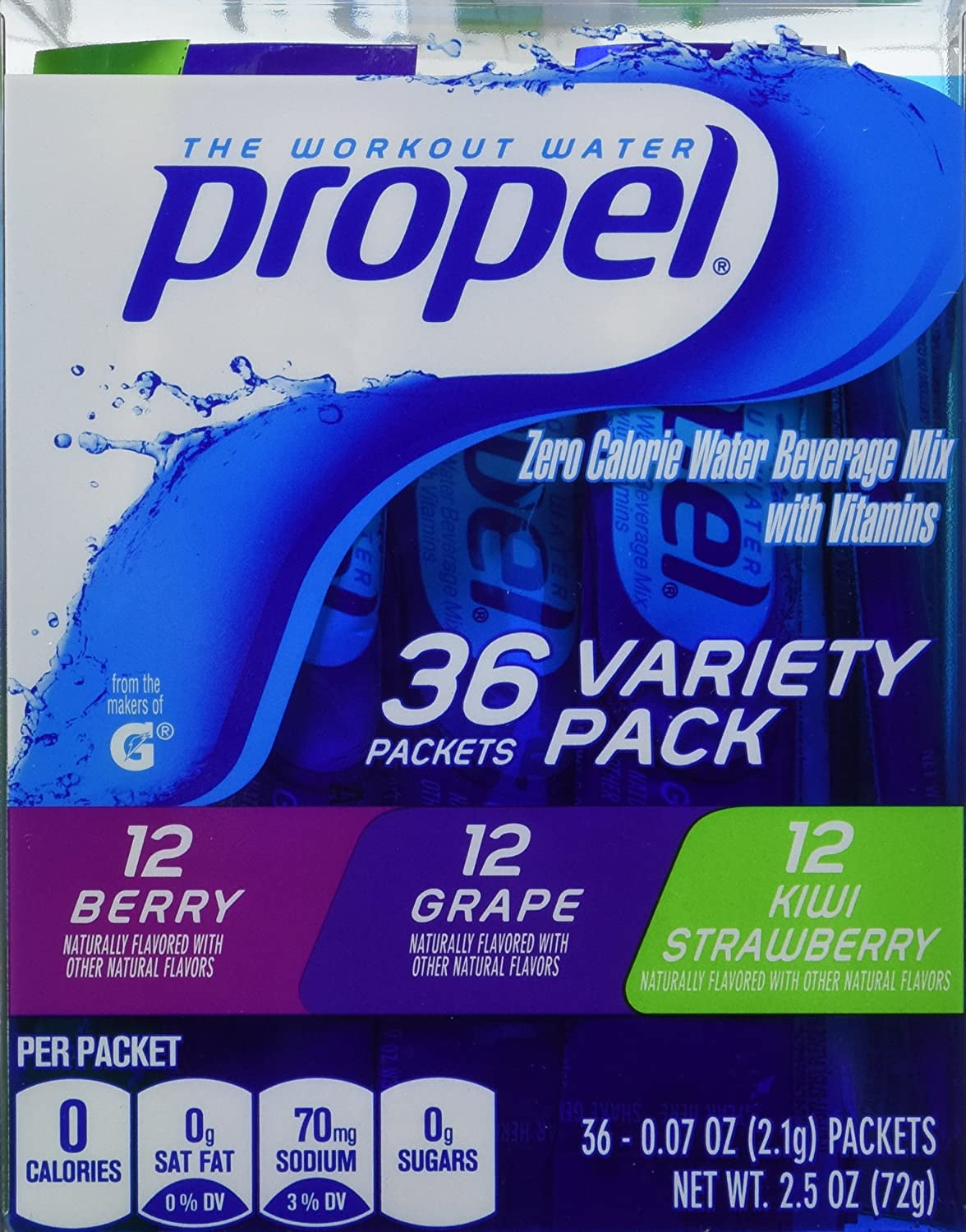 Propel Zero Calorie Water Mix, 36 packets, 3 flavors - Walmart Business ...