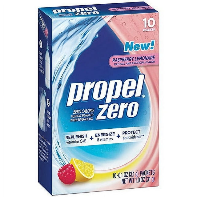 Propel Zero Raspberry Lemonade Water Beverage Mix, 0.7 Oz., 10 Count ...