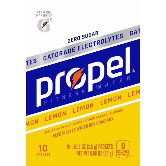 Propel Lemon Flavor Electrolyte Water Beverage Mix, 0.84 Oz Packets, 10 Count - Walmart.com