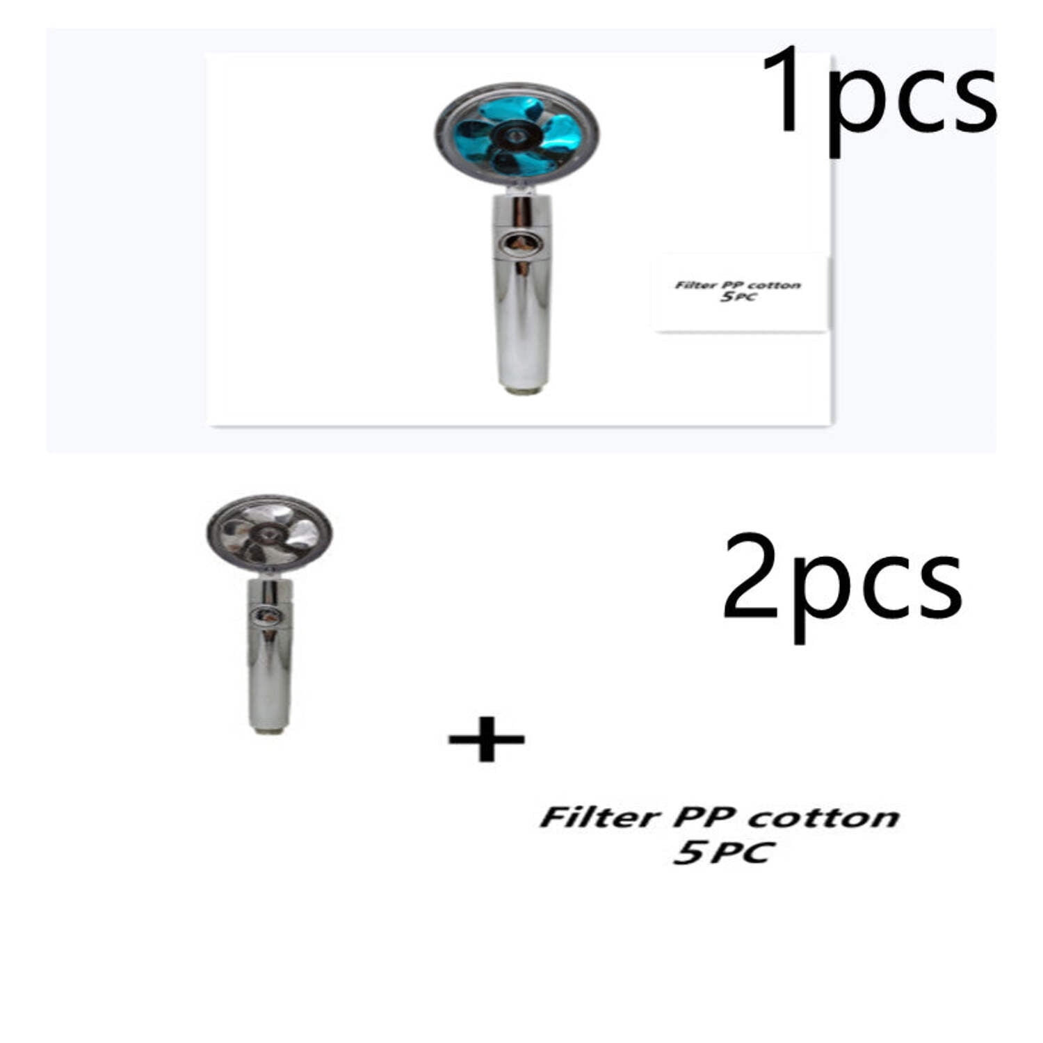Propeller Driven Shower Head With Stop Button And Cotton Filter ...